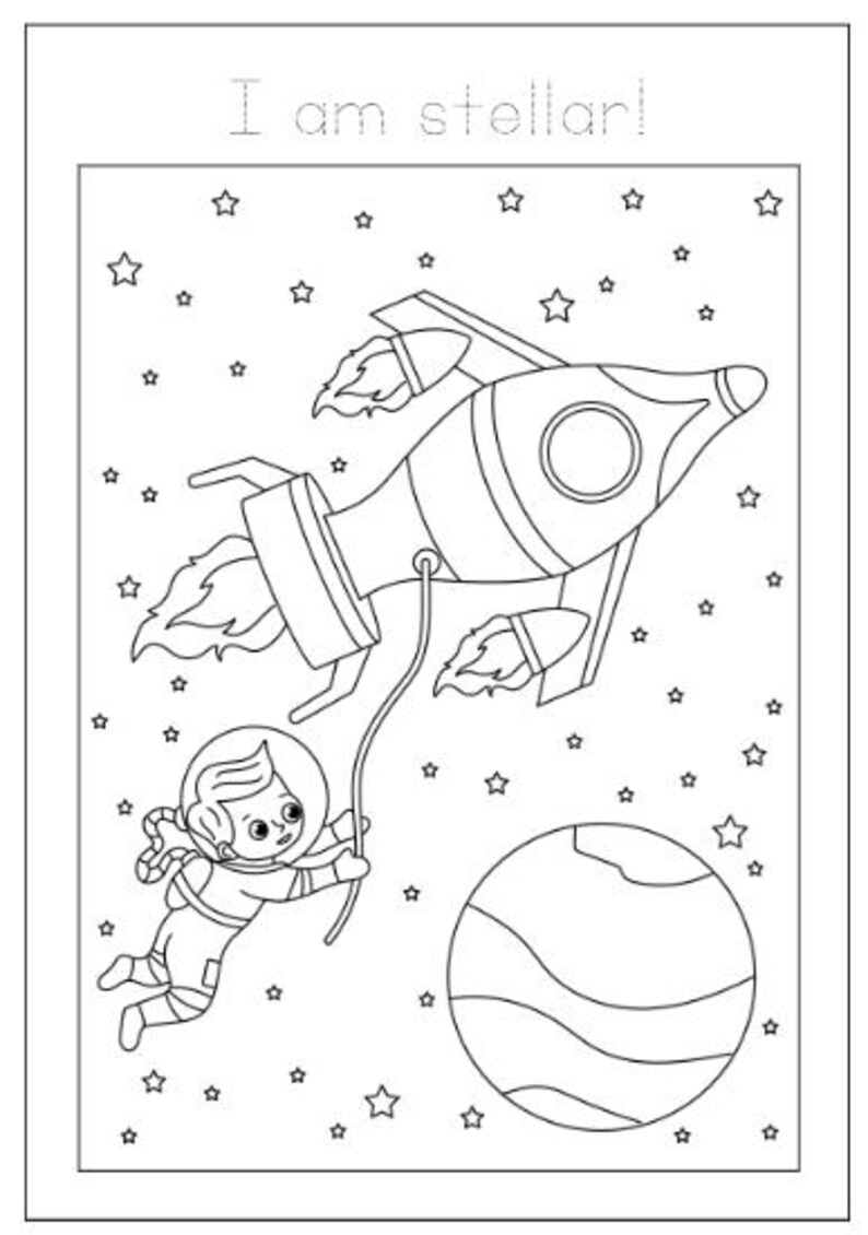 Space Coloring Pages for Kids | Astronaut, Planets, Aliens (printable ...