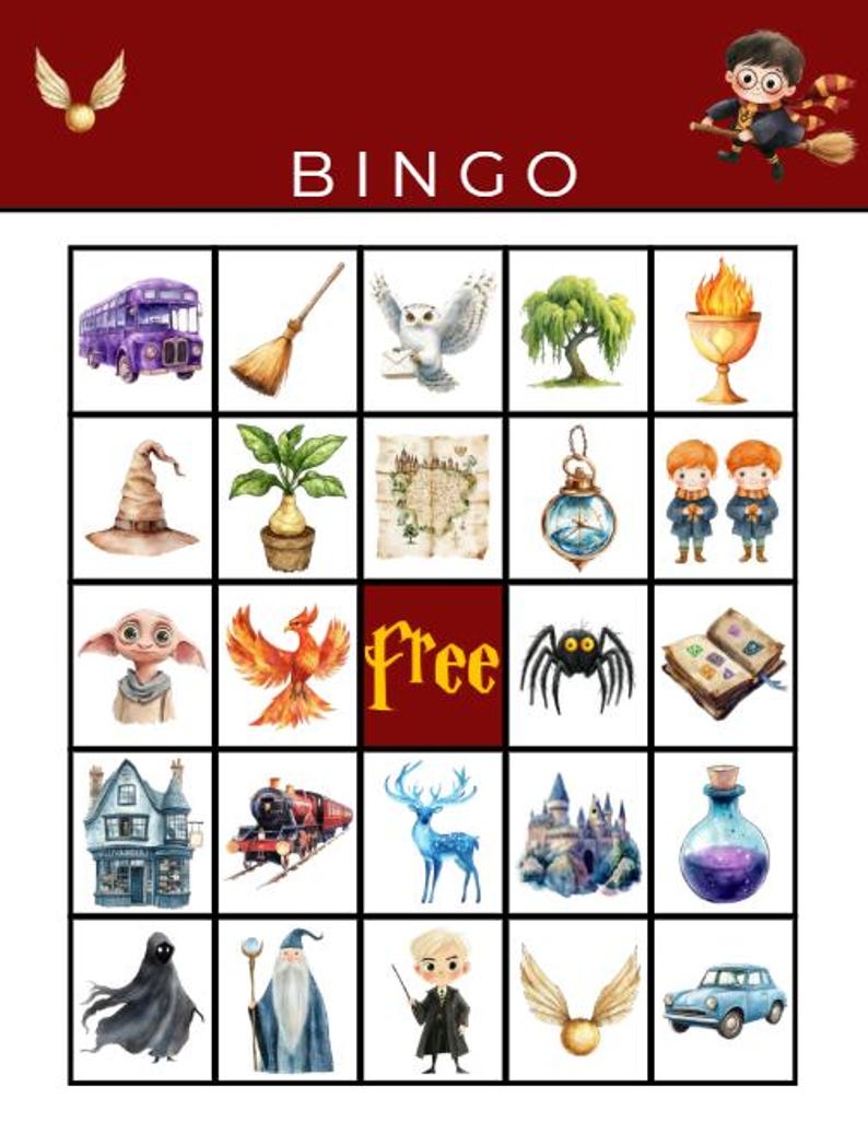 Wizard School Bingo Cards, Magic Party Game, Fantasy Kids Activity ...