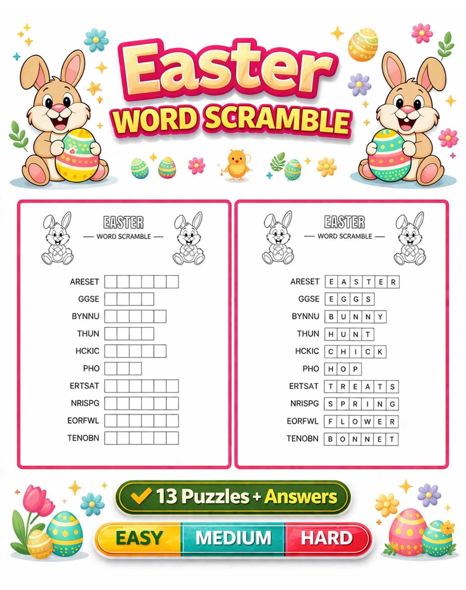 Printable Easter Anagram Puzzle - Etsy