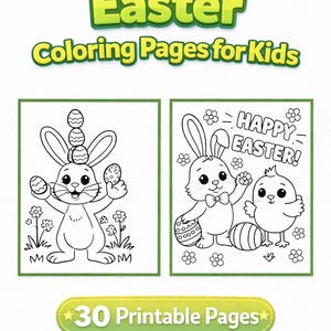 Easter Coloring Pages – Bunny, Egg Printable 30 Sheets (PDF Download ...