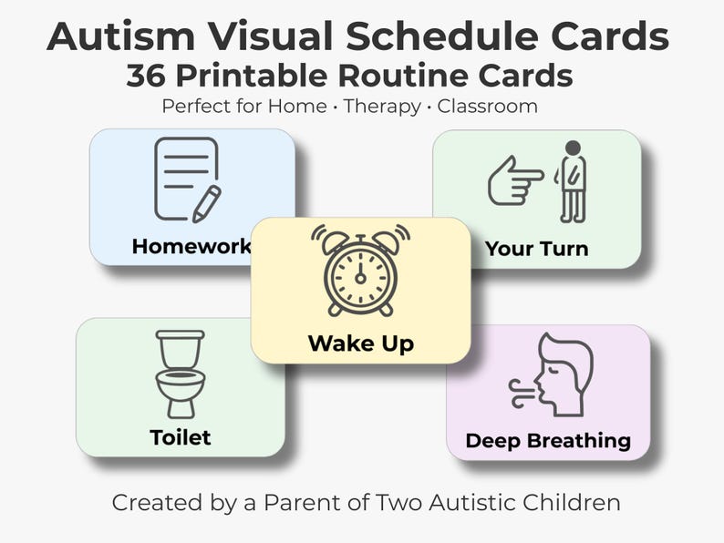 Autism Visual Schedule Cards, Routine Chart for Kids (digital Download ...
