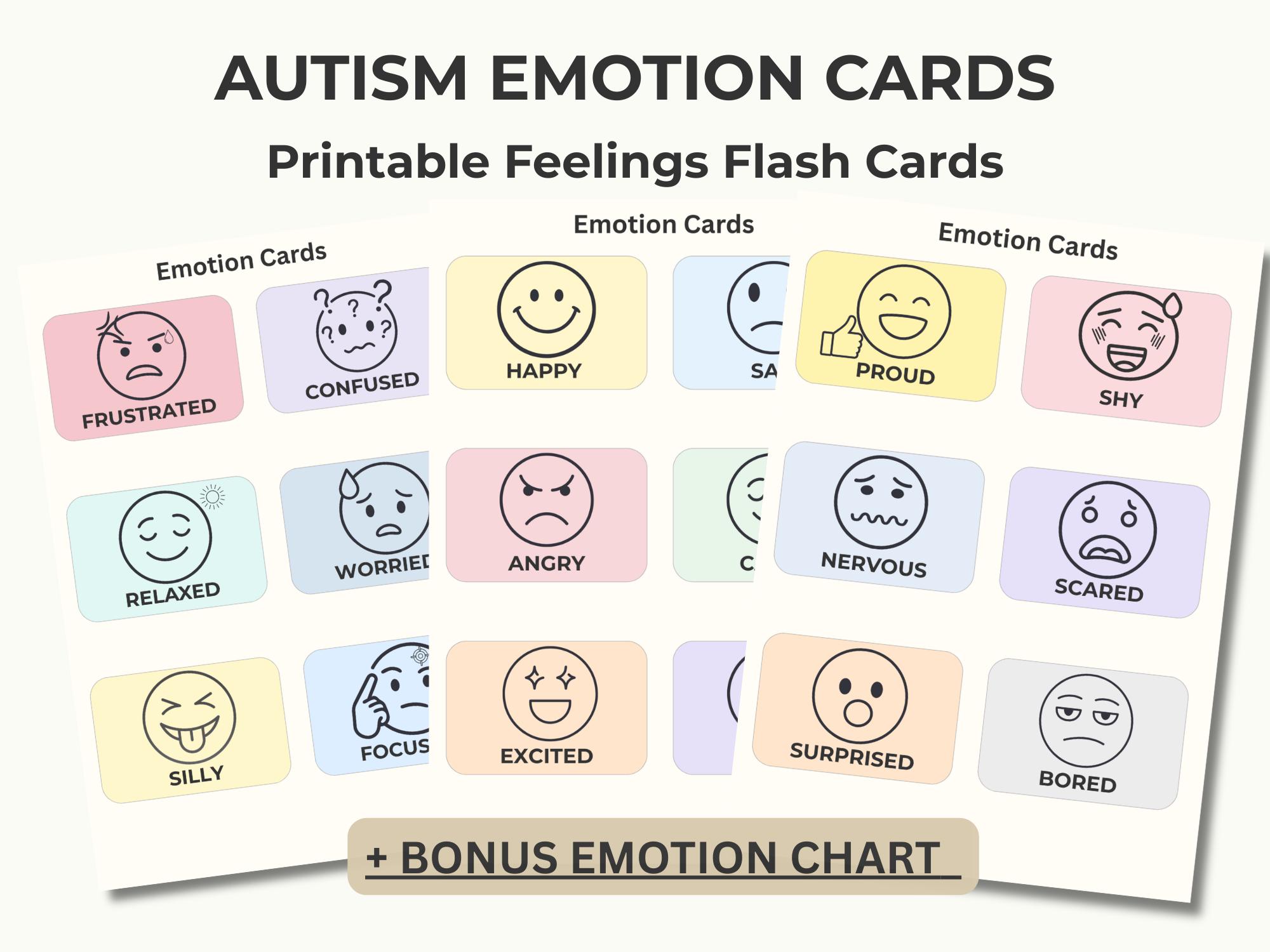 Autism Emotion Cards | Visual Feelings Flash Cards for Kids Audhd ...