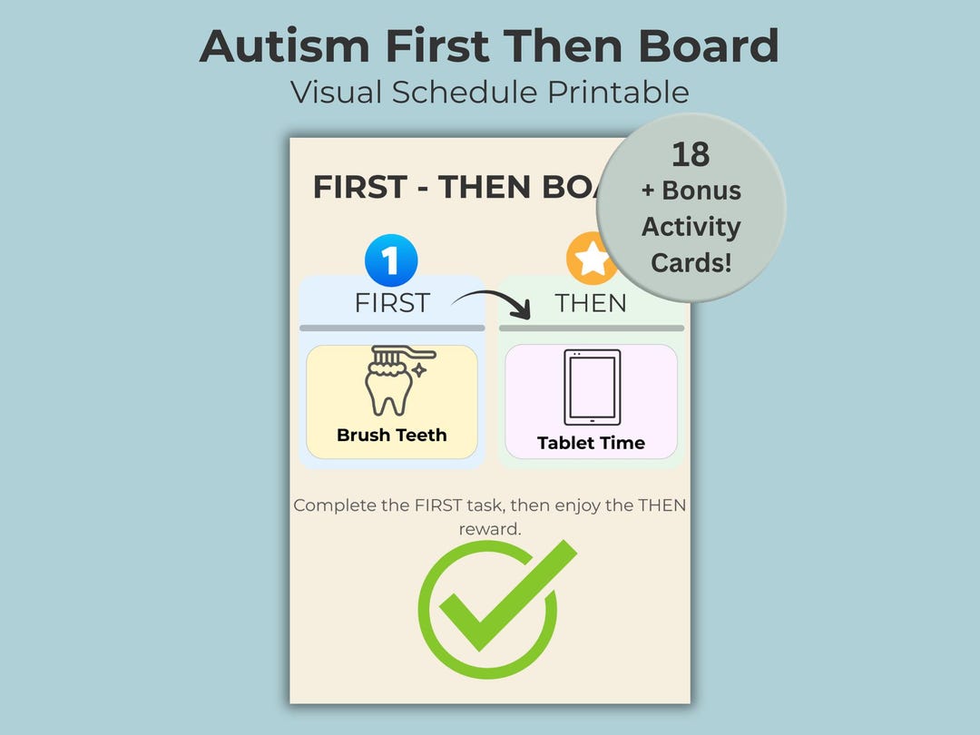 Autism First Then Board | Visual Routine System (18+ Cards Printable ...