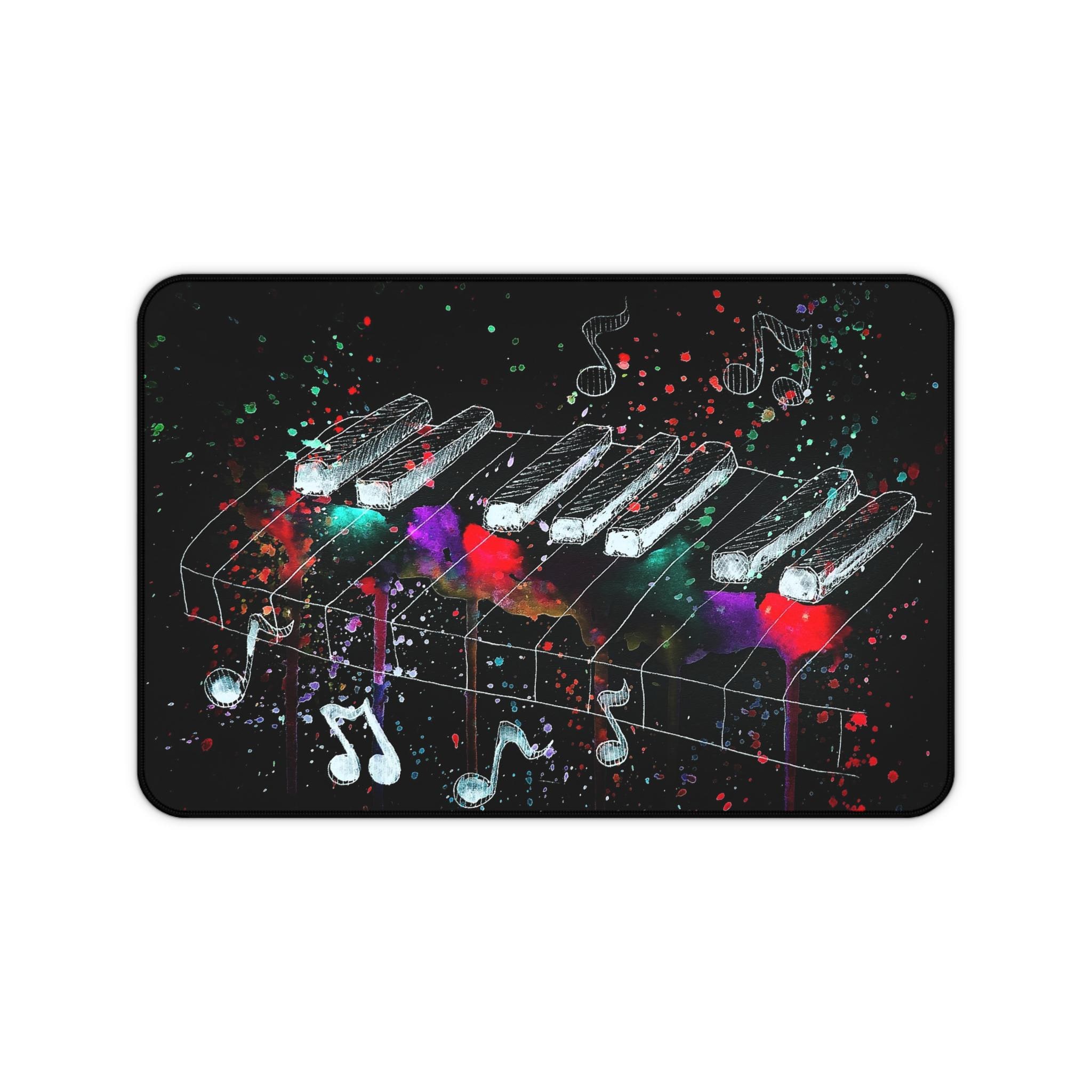 Watercolor Piano Keys Desk Mat | Musical Notes Splash Mousepad - Etsy