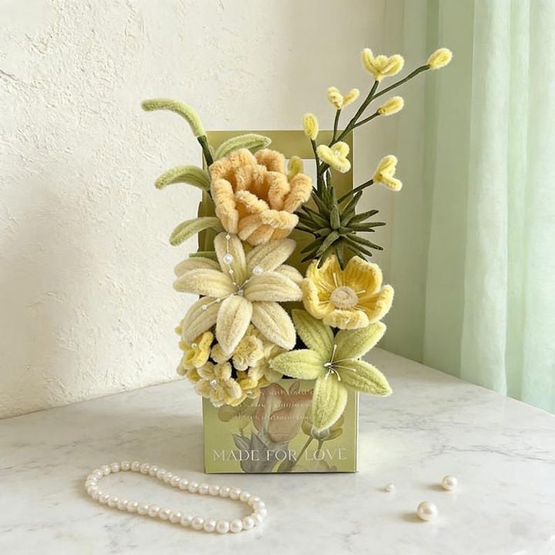 DIY Pipe Cleaner Flower Bouquet Meterial Kit With Video, Flowers Craft ...