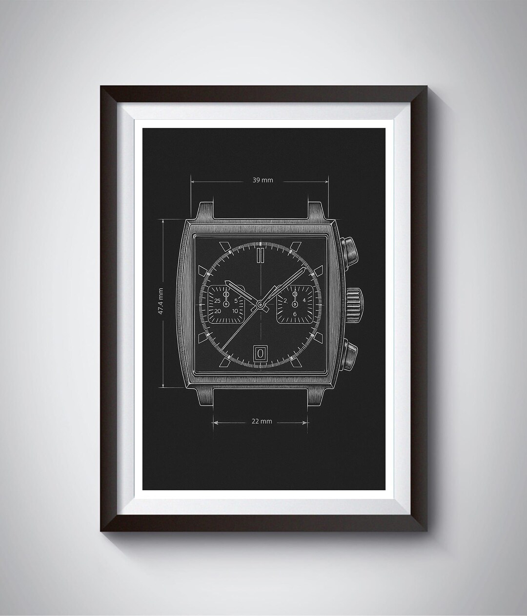 Luxury Chronograph Watch Blueprint - Technical Art for Collectors - Etsy