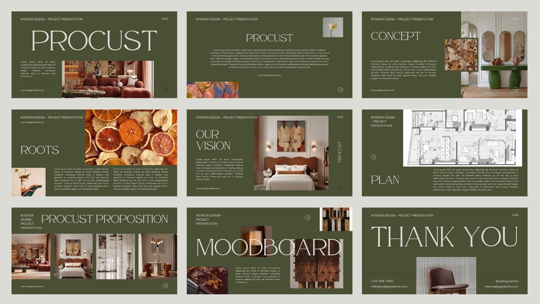Interior Design Presentation Template | Modern Project Proposal Slides ...
