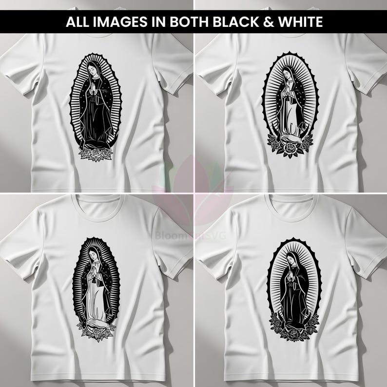 Virgen De Guadalupe Outline SVG, Virgin Mary With Roses, PNG JPG Vector ...