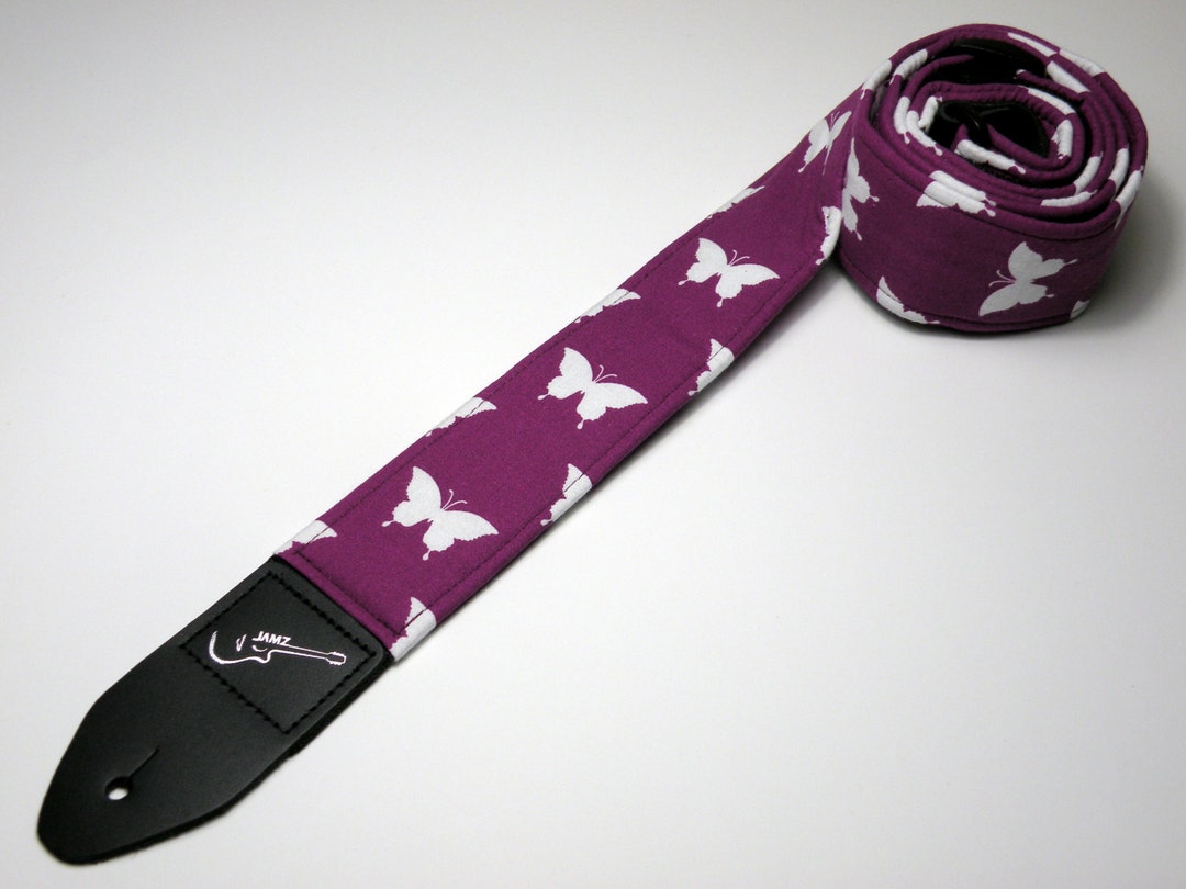 Violet Butterfly Guitar Strap - Double Padded - Cute - Womens - Girls ...