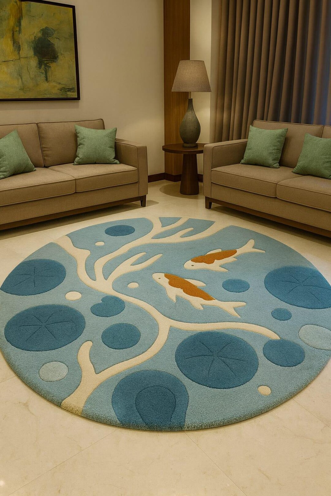 Hand-tufted Wool Koi Fish Rug – Japanese Pond Design - Etsy