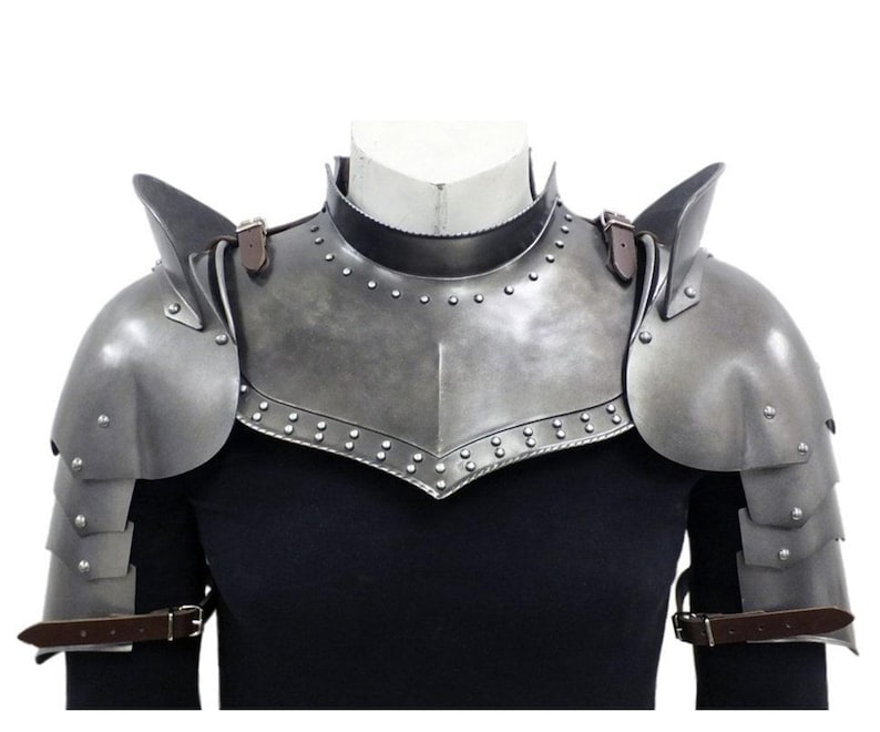 Medieval Knight Armor Gorget Set With Pauldrons – Unisex Shoulder Guard ...