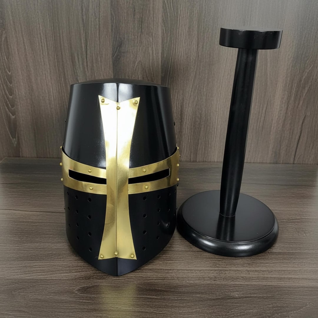 Black Crusader Helmet : Templar Warrior Helmet Helm With Free Display ...