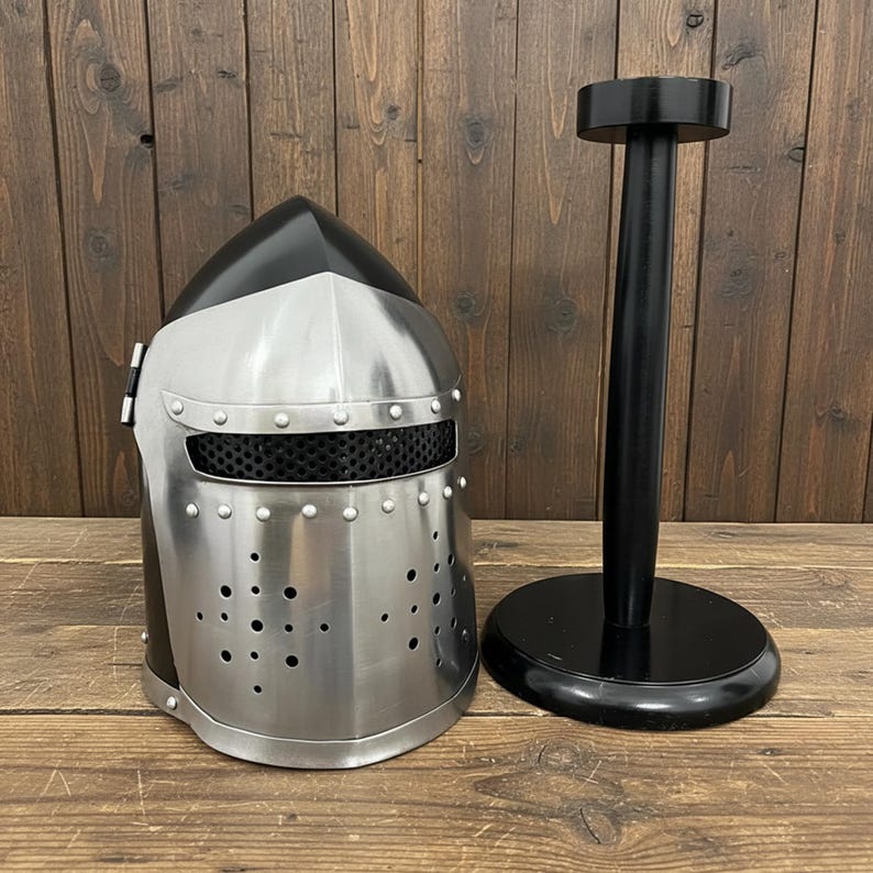 Barbuta Helmet: Functional Barbute Helmet ,free Wooden Stand - Etsy