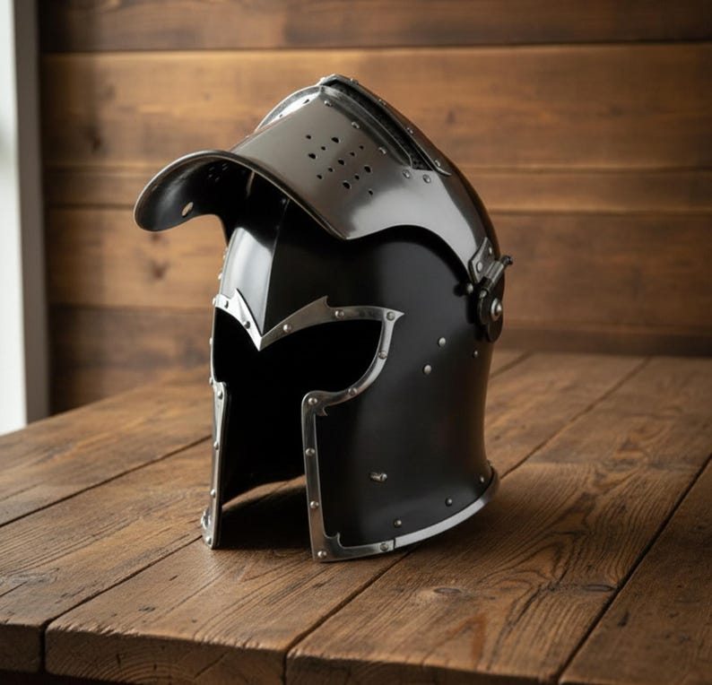 Barbuta Helmet: Functional Barbute Helmet ,free Wooden Stand - Etsy