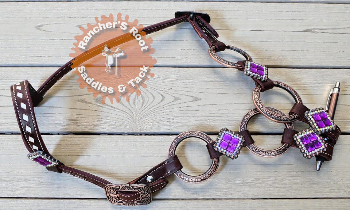 Purple Ring Leather Horse Tack Set | Western Rodeo Headstall Breast ...