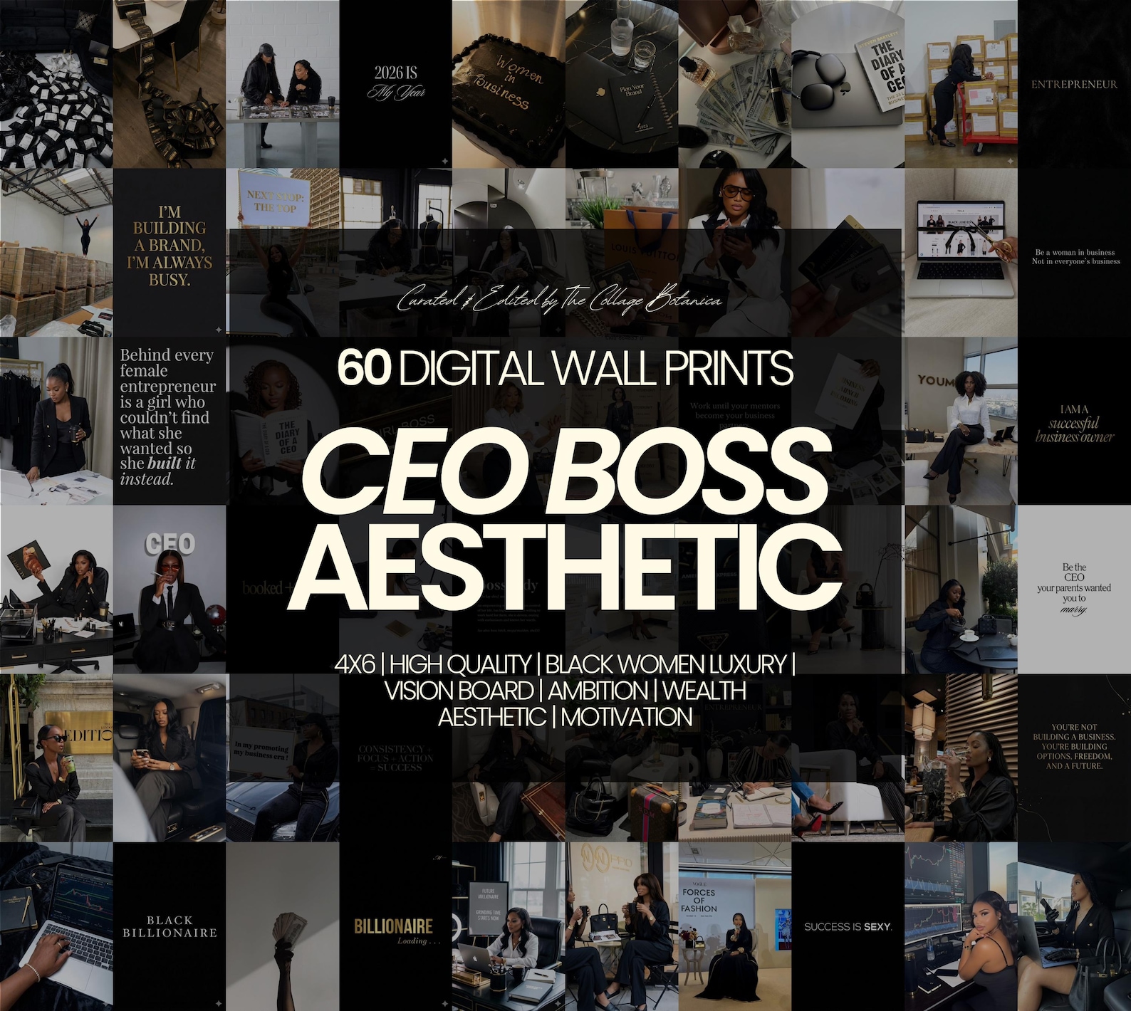 60 PCS Melanin CEO Boss Wall Collage | Black Girl Luxury Vision Board ...