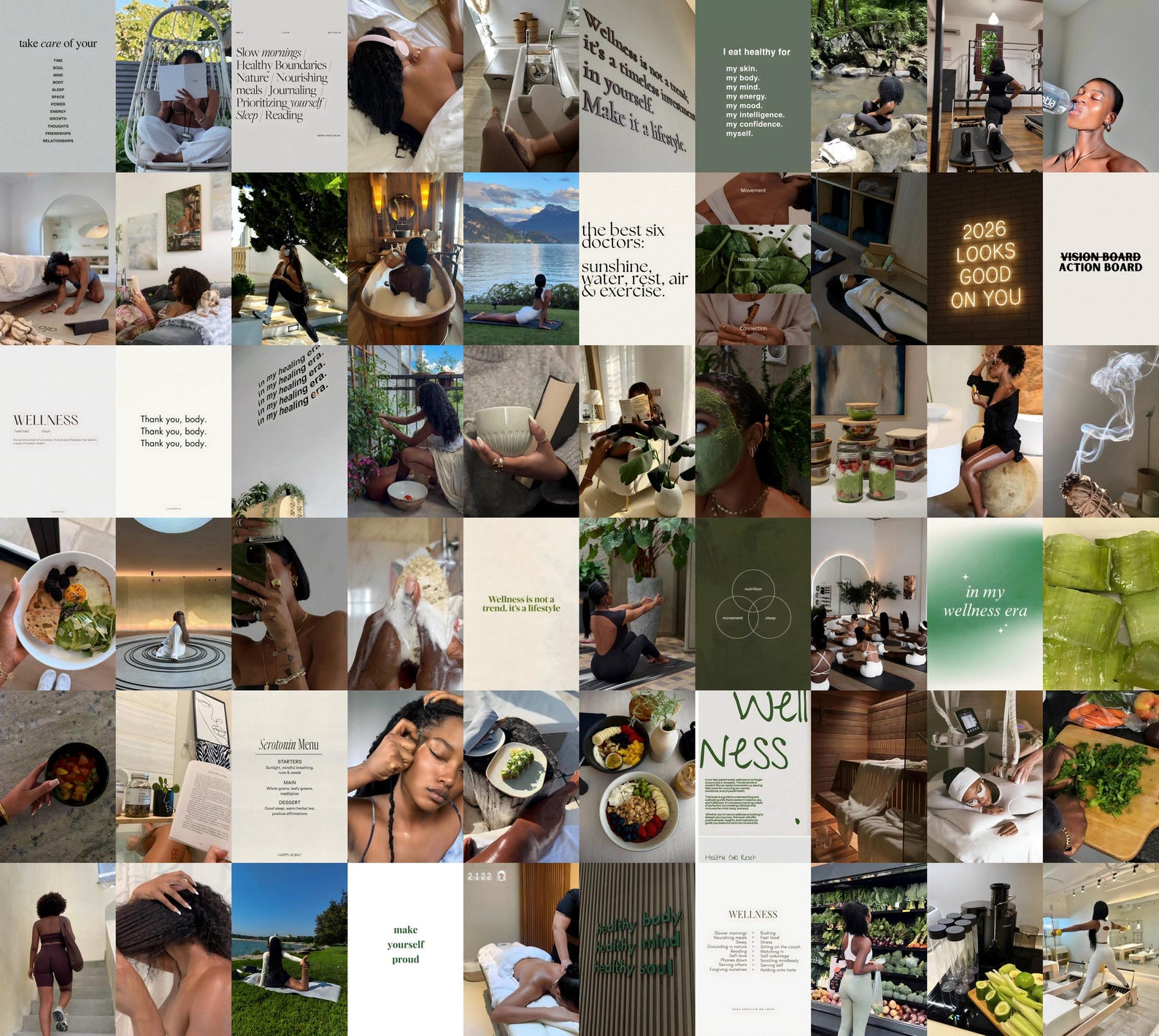 60 PCS Melanin Black Girl Wellness Aesthetic Wall Collage | 2026 Vision ...
