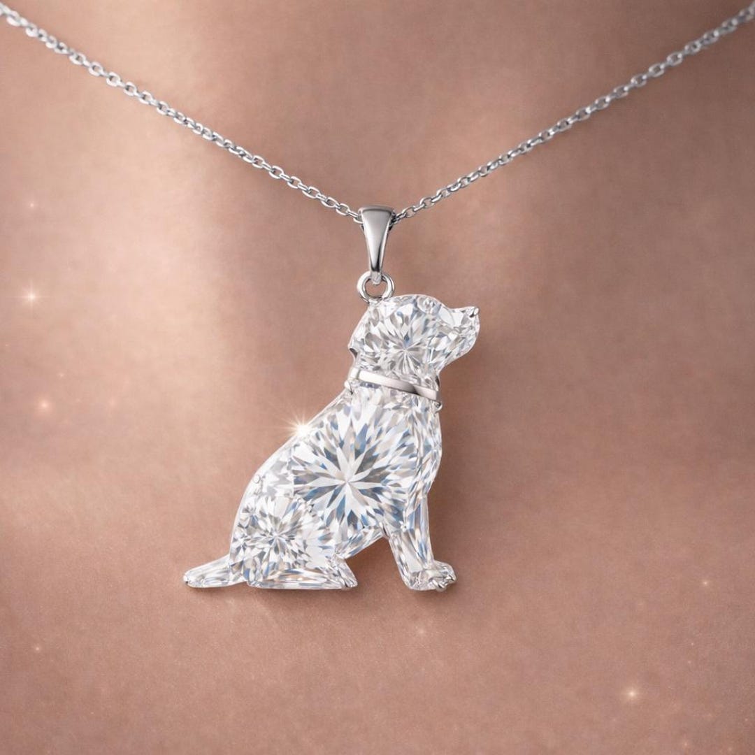Labrador Dog Shape Diamond Pendant | Lab Grown Pet Necklace | Gold ...