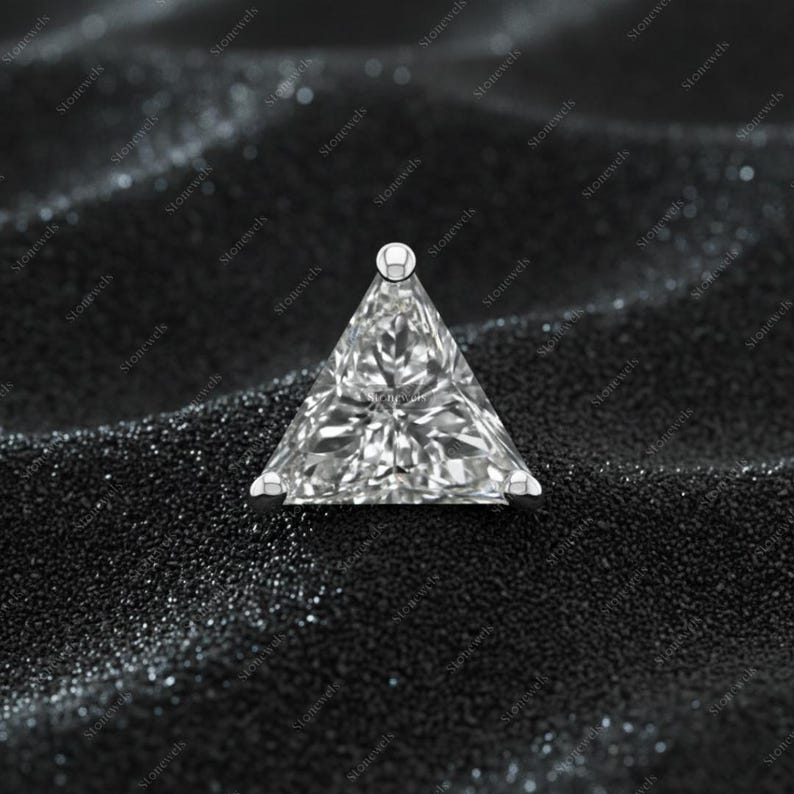 Triangle Cut Diamond Ring • Fancy Cut Design • Gold or Silver Lab Grown ...
