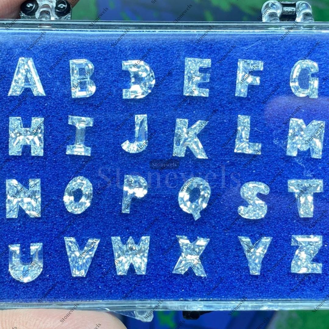 Alphabet Diamond Ring Letter A to Z Shape Lab Grown • Certified • 6.0-9 ...