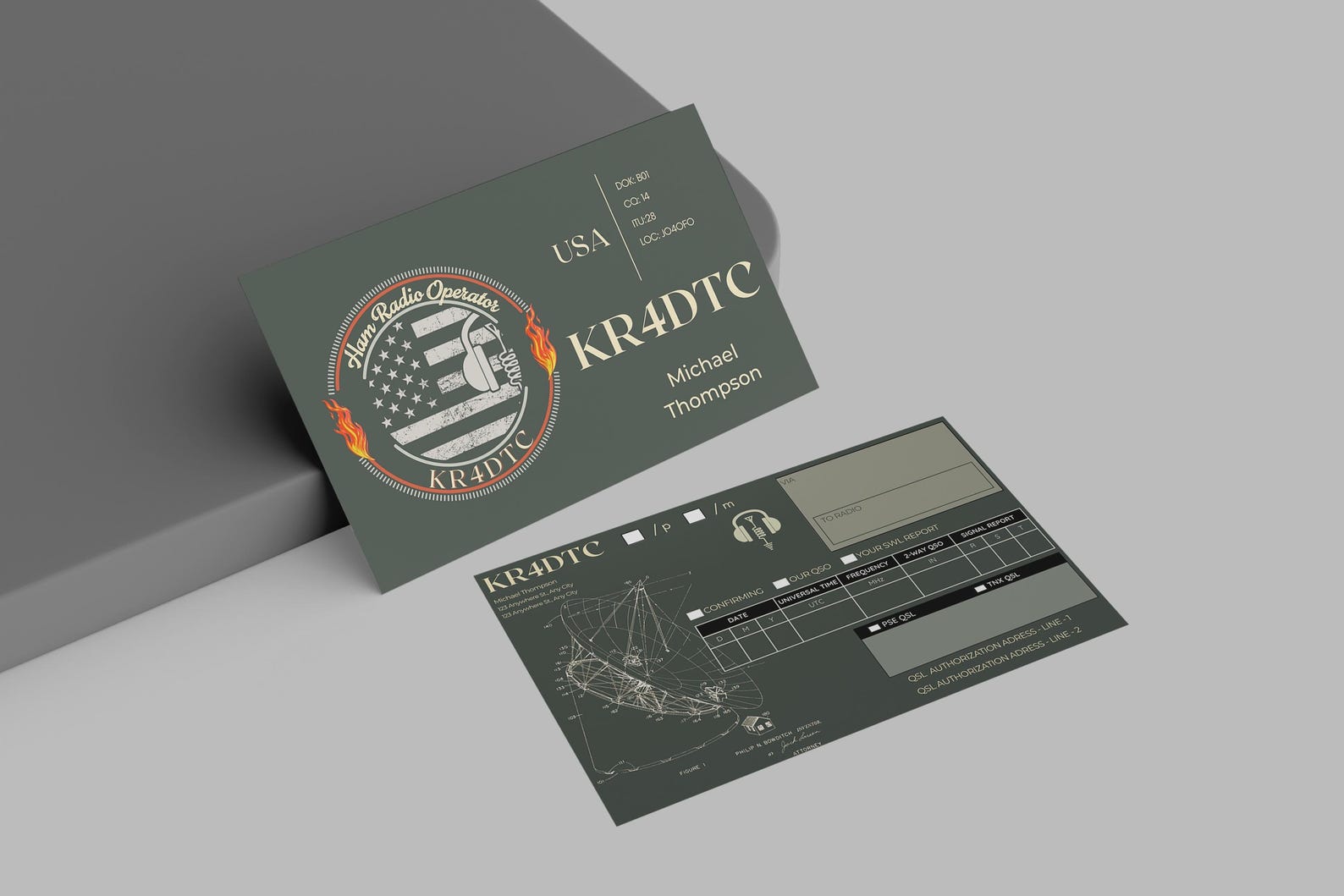 Custom Ham Radio QSL Card Template | Printable & Animated (digital ...