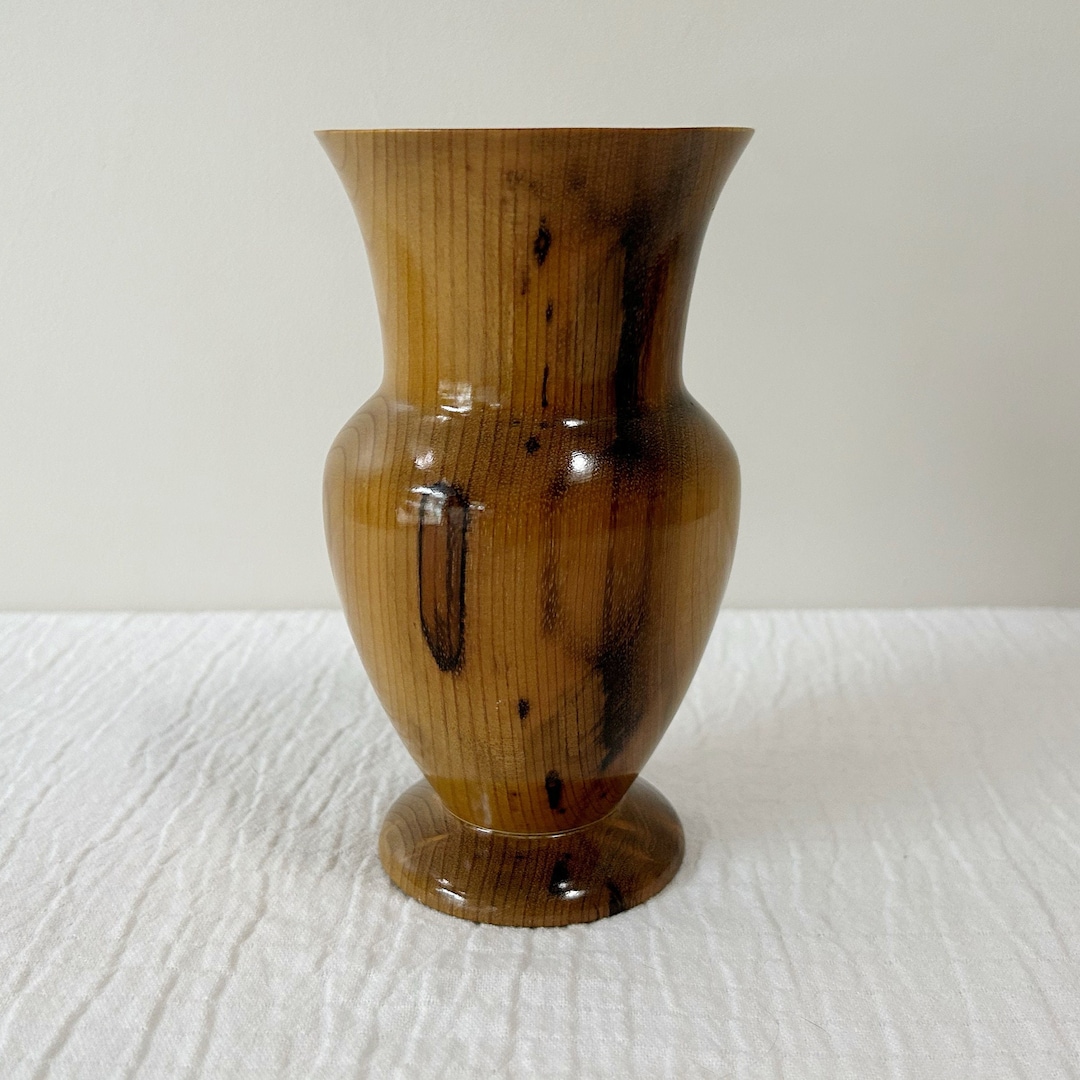 7" Vintage Turned Wood Vase / Farmhouse Decor / the House of Myrtlewood ...
