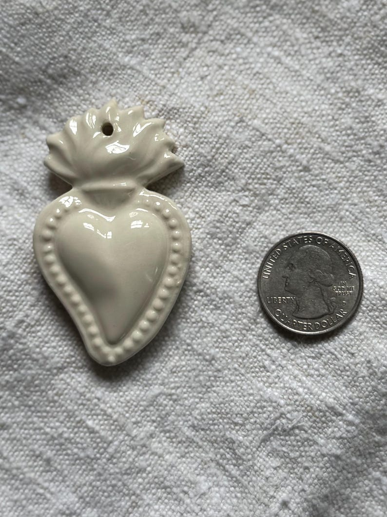 Handmade Porcelain Sacred Heart | Glossy White | Reproduction of an ...