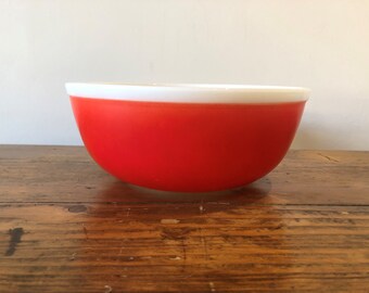 Large Red Pyrex Bowl - Etsy