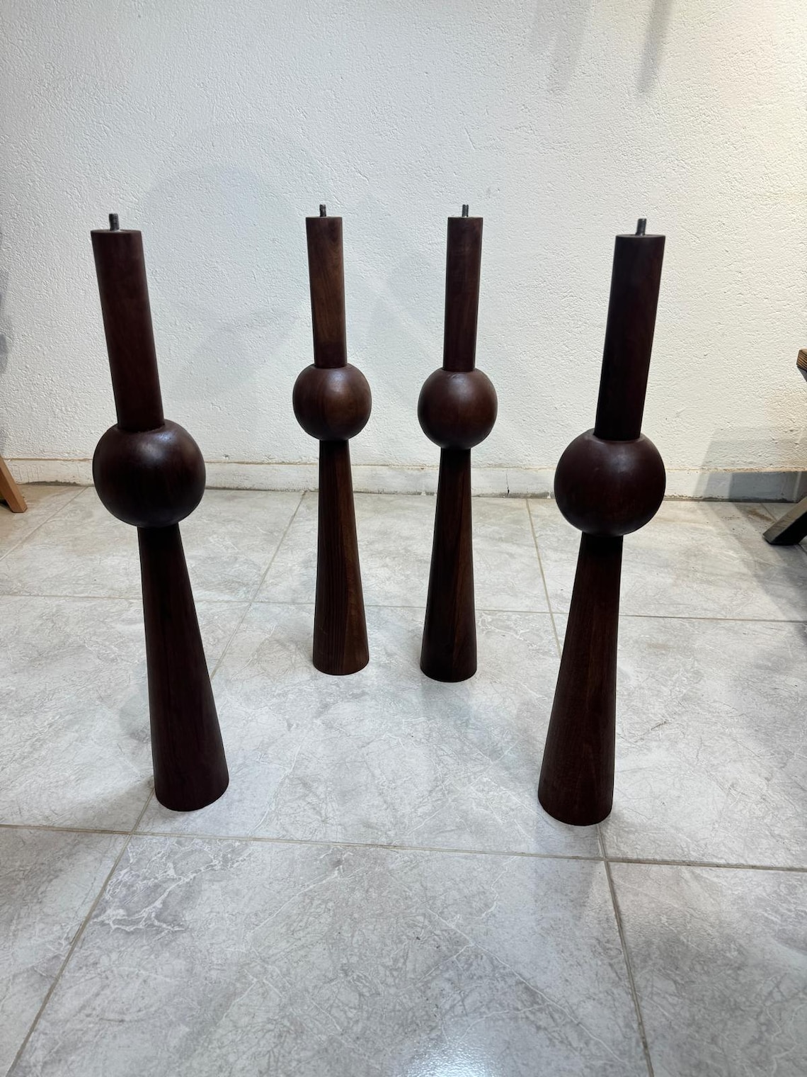 Set of 4 Mid-century Modern Walnut Table Legs – Vintage Tapered Wood ...