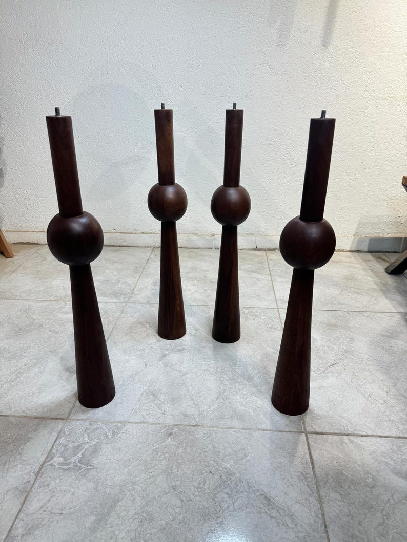Set of 4 Mid-century Modern Walnut Table Legs – Vintage Tapered Wood ...