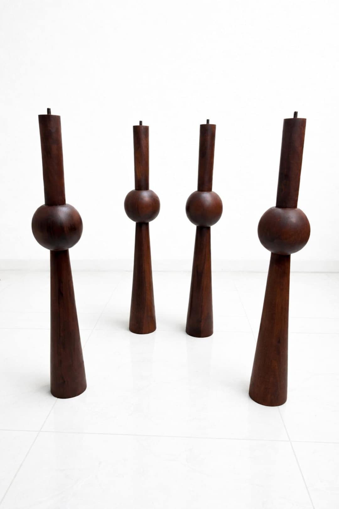 Set of 4 Mid-century Modern Walnut Table Legs – Vintage Tapered Wood ...
