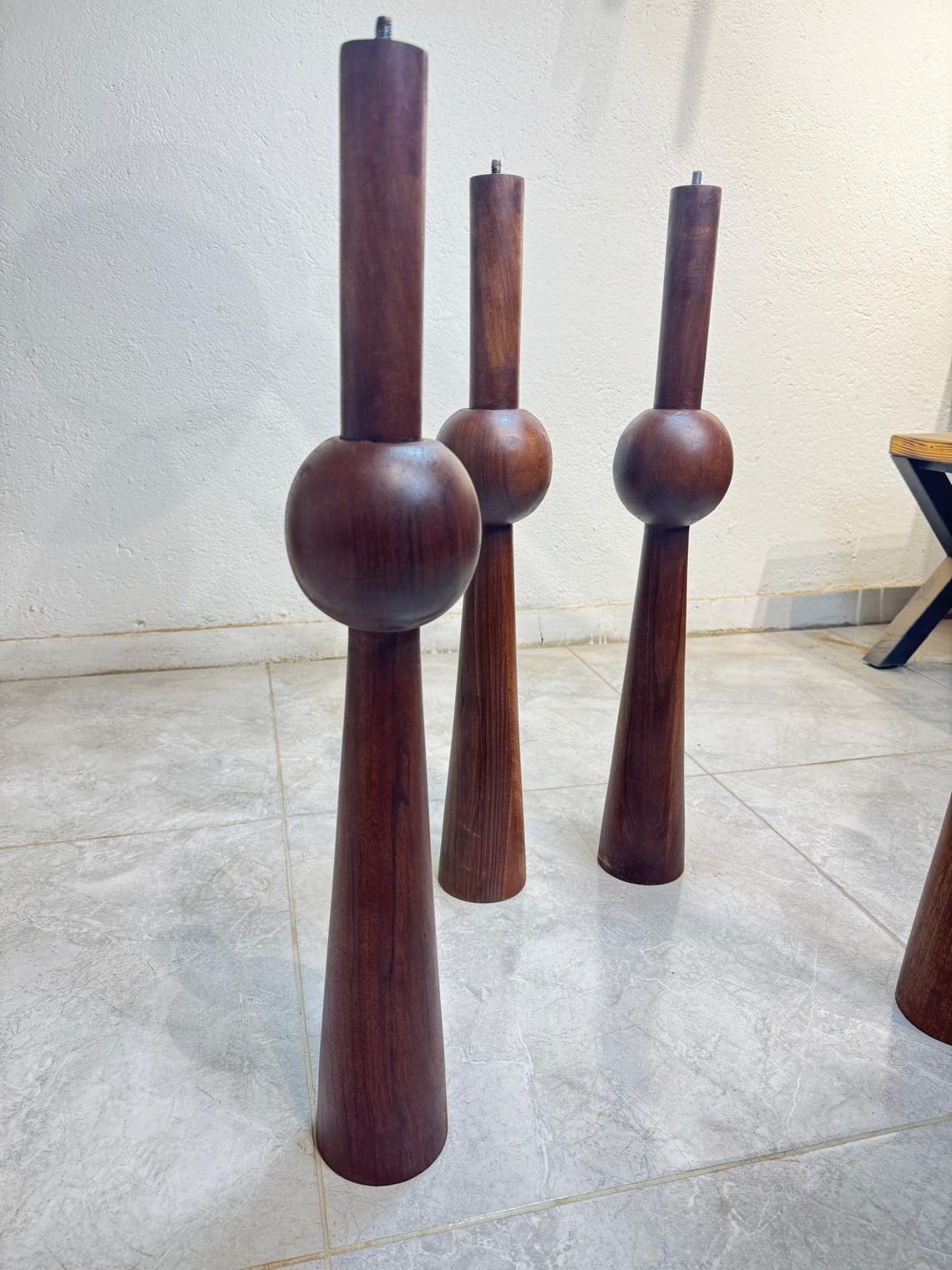 Set of 4 Mid-century Modern Walnut Table Legs – Vintage Tapered Wood ...