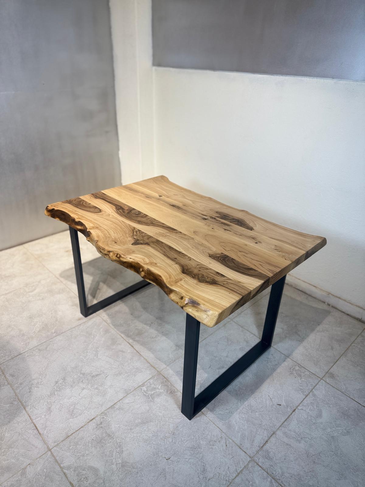 Live Edge Solid Walnut Dining Table – Custom Made – Metal Legs – Rustic ...
