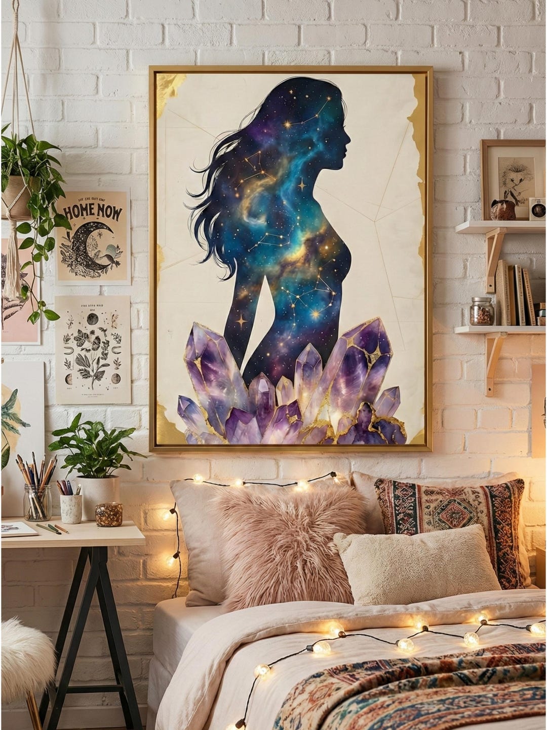 Celestial Goddess Print, Amethyst Crystal Art, Witchy Boho Decor ...