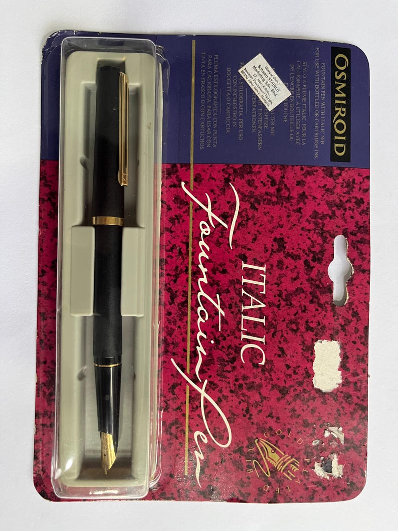 Osmiroid Italic Fountain Pen – Vintage Black & Gold – Made in England ...