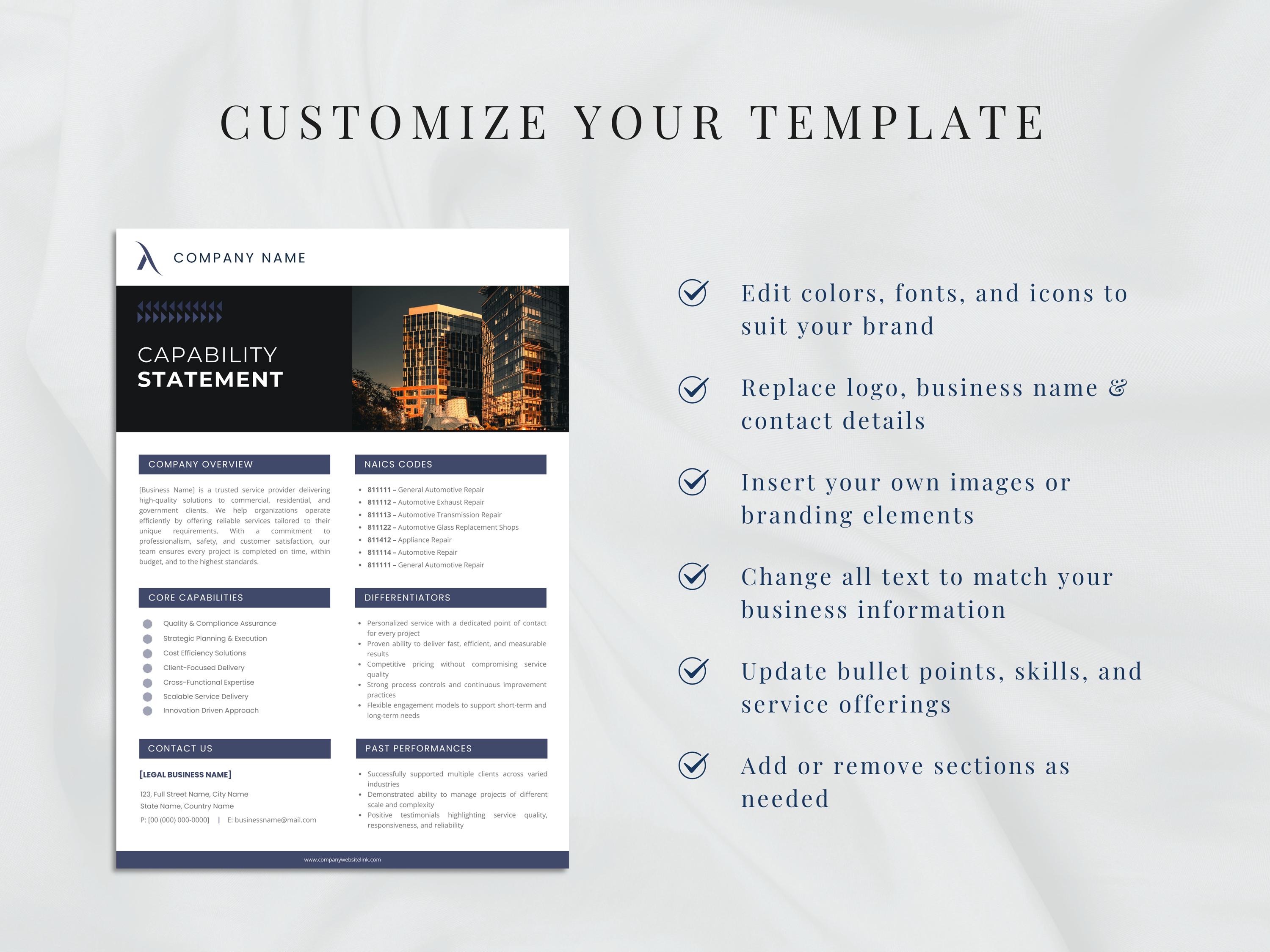 Capability Statement Template | Business Marketing Statement ...