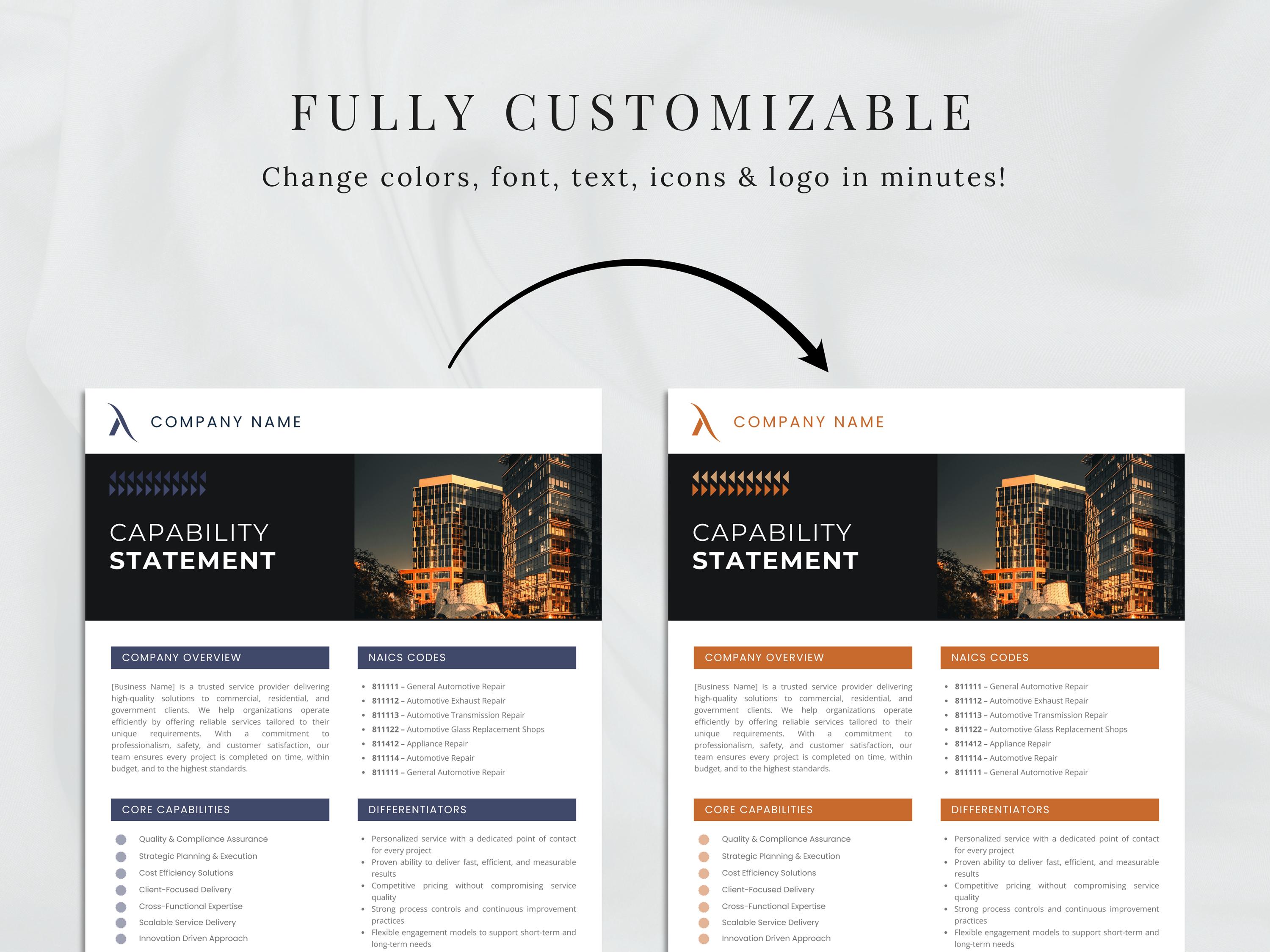 Capability Statement Template | Business Marketing Statement ...