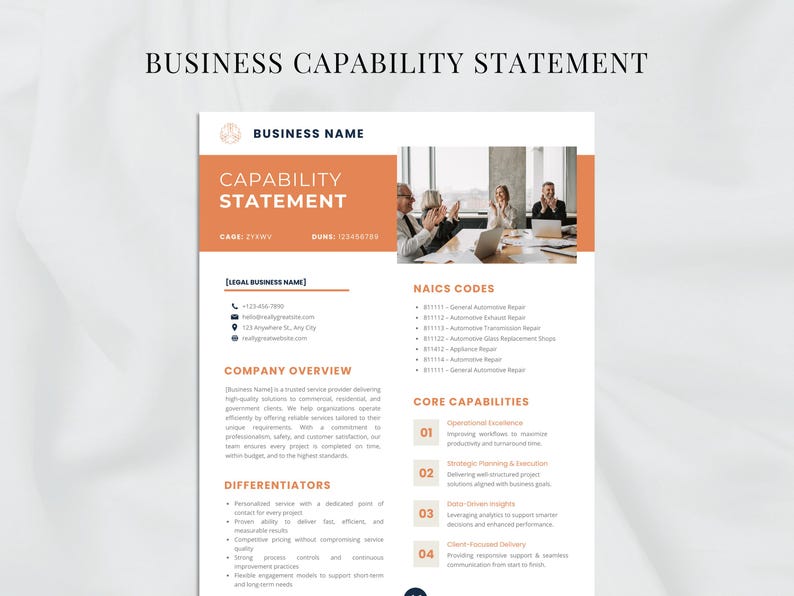 Business Capability Statement Template | Marketing Statement ...