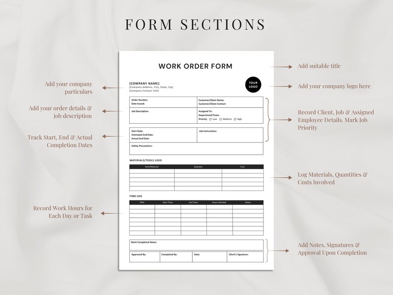Work Order Template| Editable in Word & Google Docs | Business Work ...
