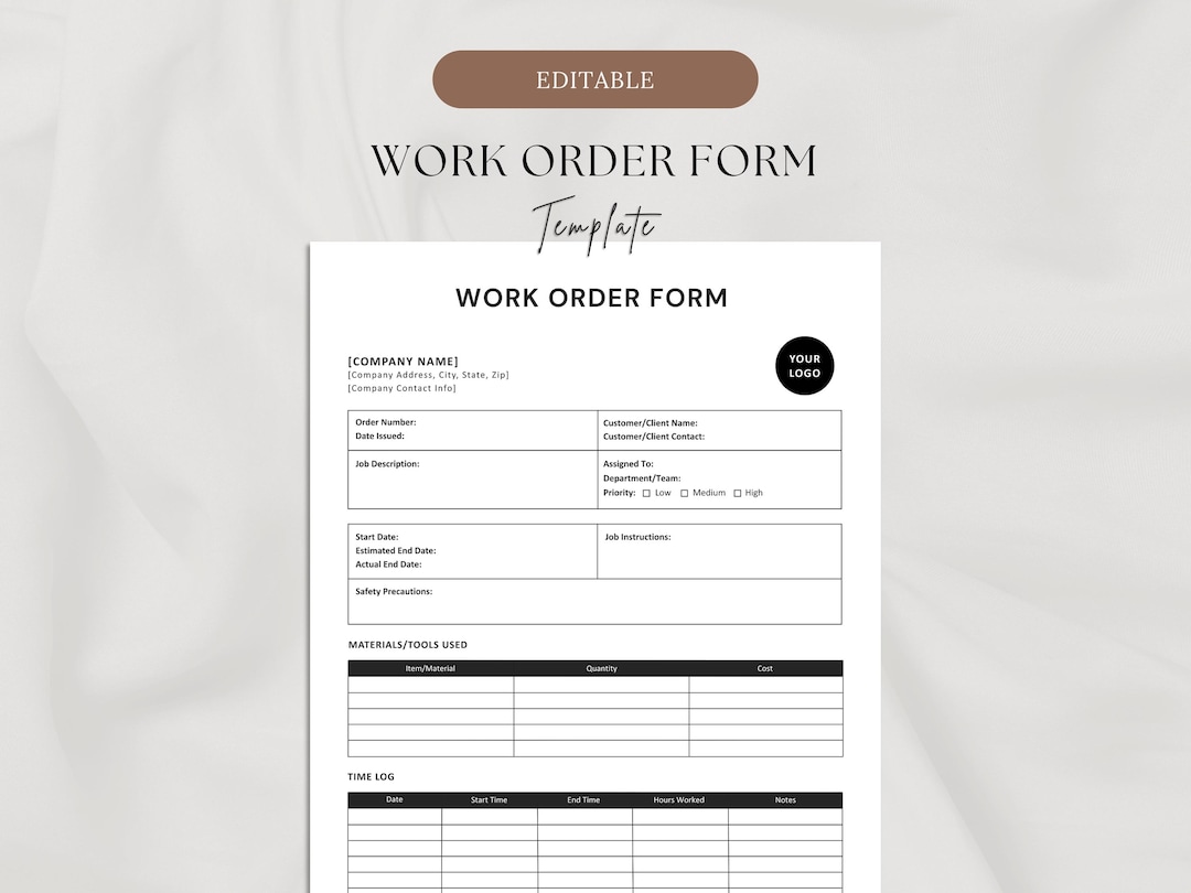 Work Order Template| Editable in Word & Google Docs | Business Work ...