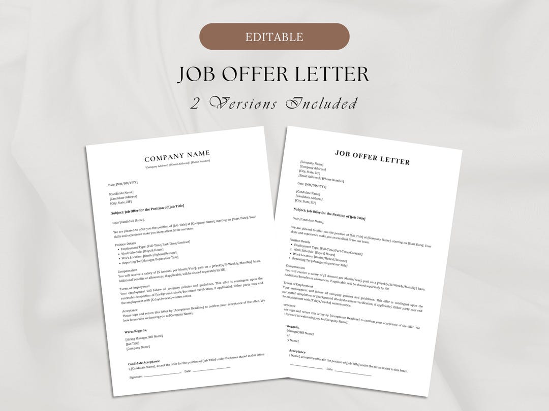 Job Offer Letter Template | Editable in Word & Google Docs ...