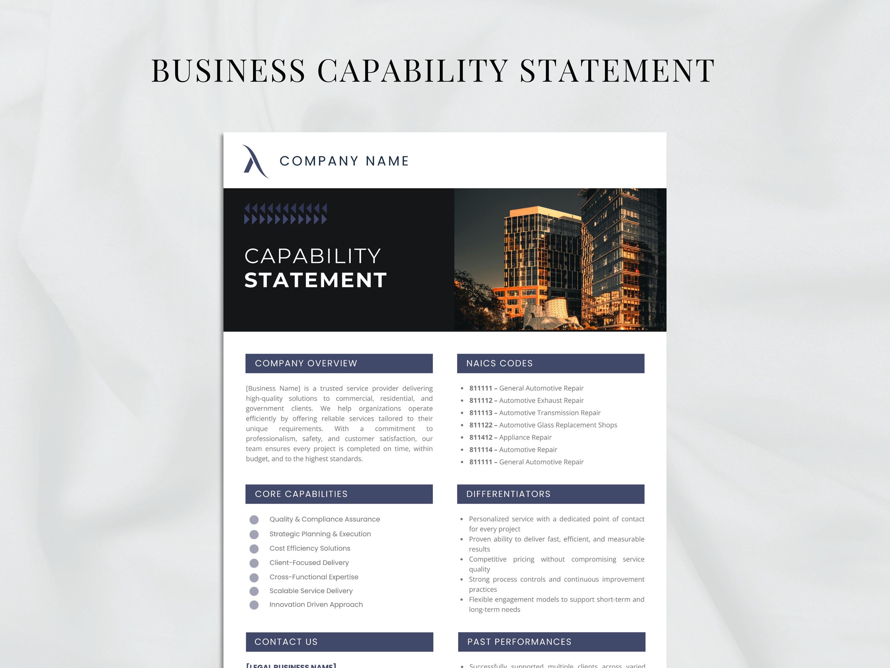 Capability Statement Template | Business Marketing Statement ...