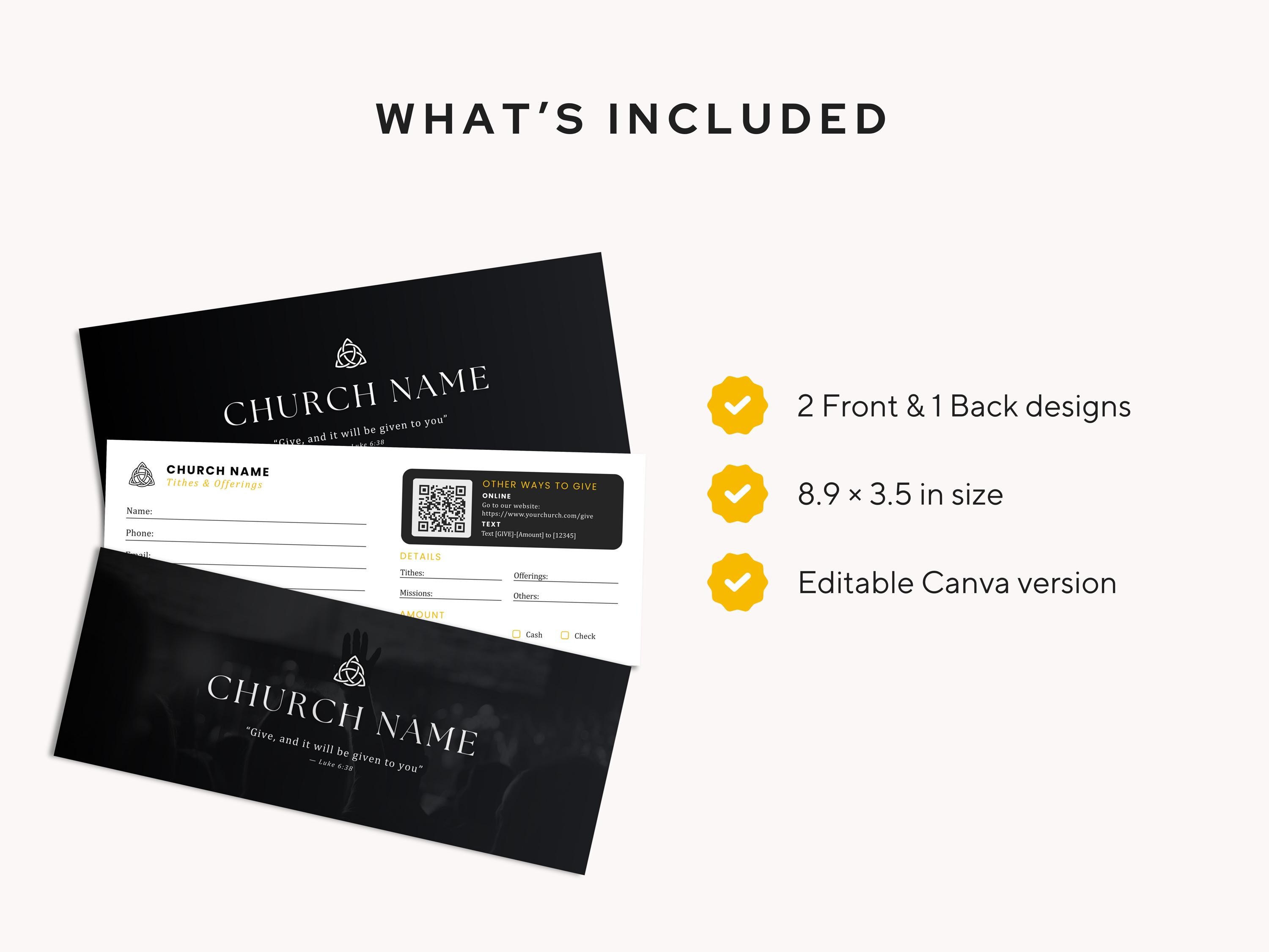 Church Tithe Envelope Template | 2-sided Giving Envelope | Offering ...
