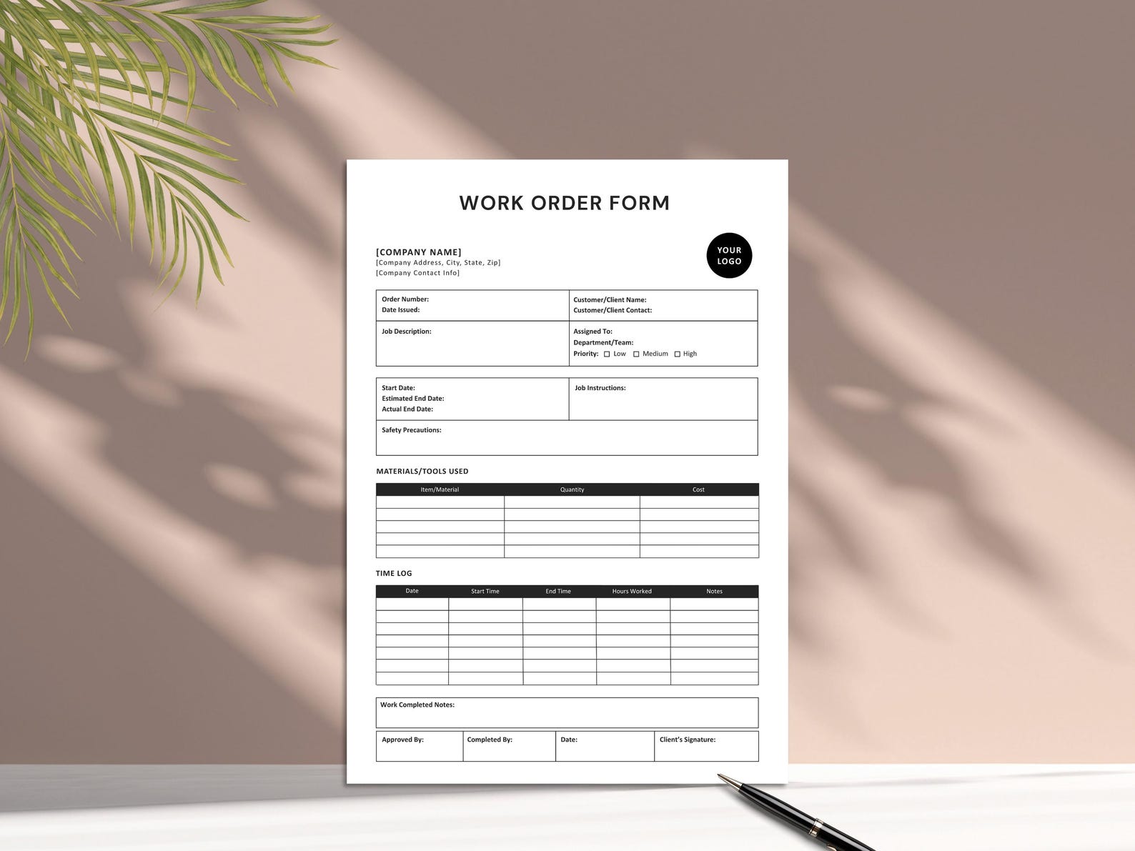 Work Order Template| Editable in Word & Google Docs | Business Work ...