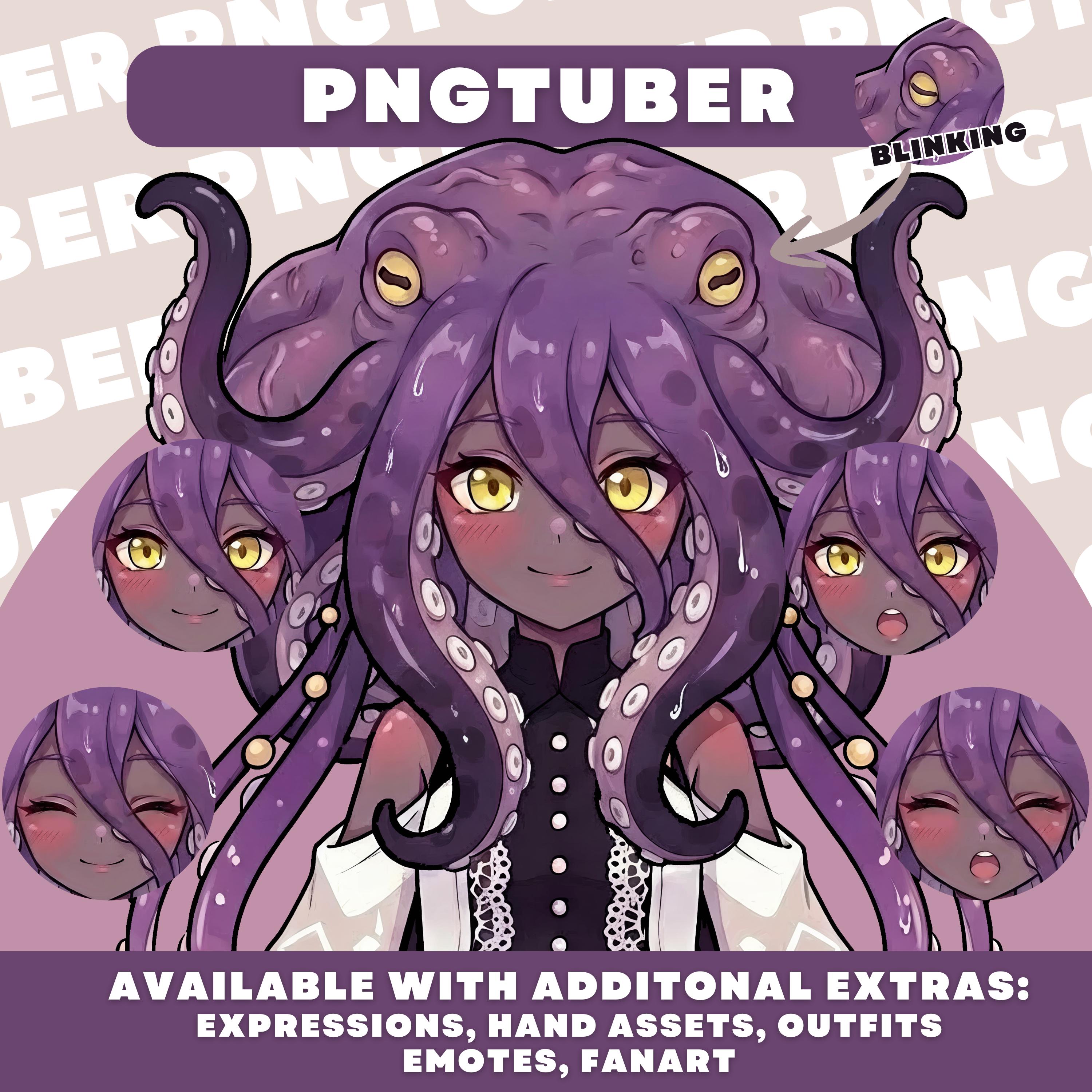 Octopus Girl Anime Pngtuber Model | Vtuber Streaming Avatar | Veadotube ...