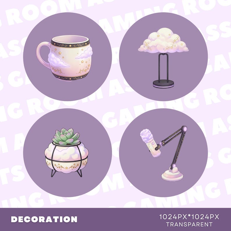 Ethereal Cute Vtuber Room Asset Pack | 2D Streaming Kit | Gaming Chair ...