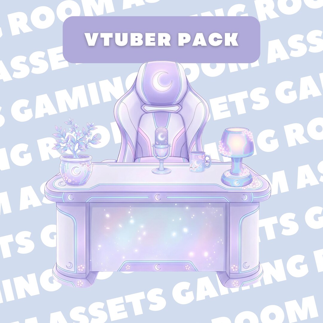 Ethereal Moon Vtuber Room Asset Pack | 2D Streaming Kit | Gaming Chair ...