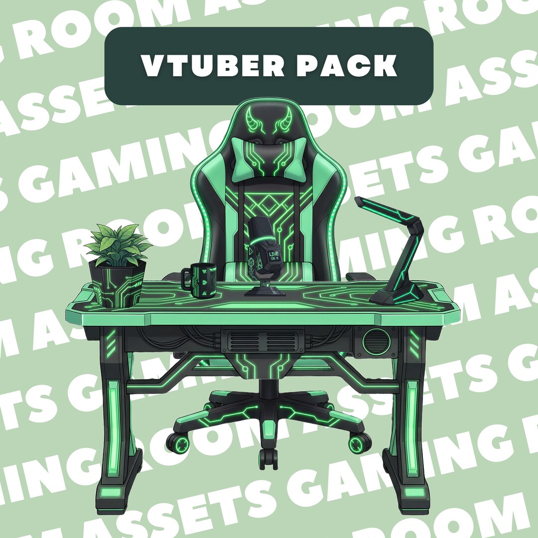 Cyber Neon Vtuber Room Asset Pack | 2D Streaming Kit | Gaming Chair ...