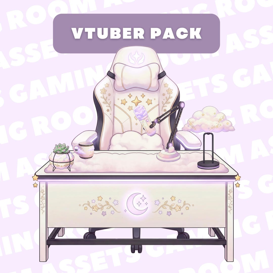 Ethereal Cute Vtuber Room Asset Pack | 2D Streaming Kit | Gaming Chair ...
