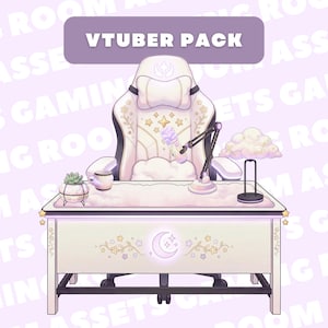 Ethereal Cute Vtuber Room Asset Pack | 2D Streaming Kit | Gaming Chair ...